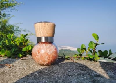 China Adjustable Ceramic Salt Pepper Grinder 200ml Transparent Glass Bottle Rubber Wood for sale