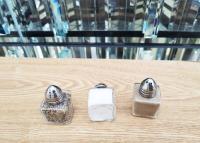 China 17ml Small Square Glass Shaker with Metal Lid for Salt Pepper Spices Herbs for sale