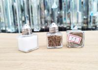 China 17ml Small Square Glass Shaker with Metal Lid for Salt Pepper Spices Herbs for sale