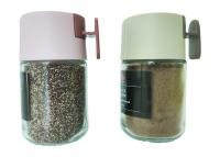 China Glass Press Type Spice Dispenser Bottle 0.5g Measuring Lid Salt Pepper Seasoning Jar for sale
