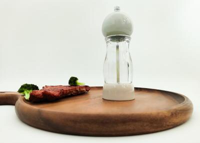 China Clear Acrylic Pepper Grinder Mill Adjustable Coarseness Manual Refillable Salt Spice Grinder 2 in 1 for sale