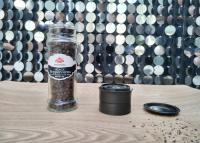 China Customized 90ml Plastic Lid Salt and Pepper Grinder Glass Jar With Condiment for sale