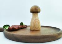 China Mushroom Wood Pepper Grinder 8 Inch Solid Wood Salt Mill with Adjustable Ceramic Core for sale