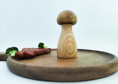 China Mushroom Wood Pepper Grinder 8 Inch Solid Wood Salt Mill with Adjustable Ceramic Core for sale