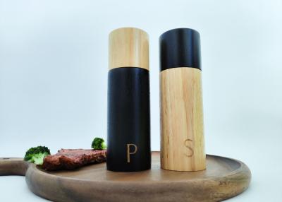 China Wooden Pepper Grinder Salt Mill Adjustable Coarseness Refillable Ceramic Core 2 in 1 for sale