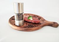 China Premium Stainless Steel Salt & Pepper Grinder with Ceramic Core - Adjustable Coarseness, Silver Finish, Manual Operation for sale