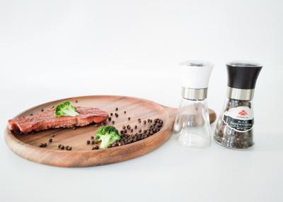 China Compact Glass Pepper Salt Grinder 100ml Adjustable Manual Refillable Spice Mill for sale