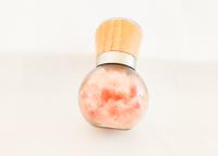 China Round Glass Pink Salt Grinder with Wooden Lid and Ceramic Core 200ml for sale