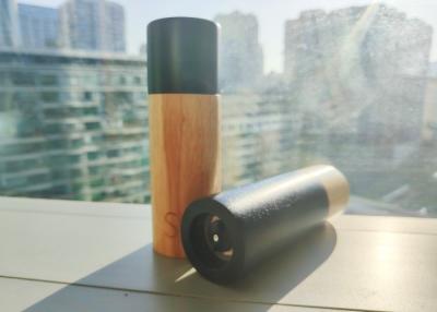 China 276g Ceramic Core Salt and Pepper Grinder Rubber Wood Jar H17cm Adjustable Grind for sale