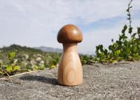 China Adjustable Ceramic Core Salt & Pepper Grinder Mushroom Shape Wood Jar for sale