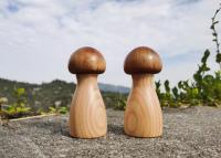 China Mushroom Design Salt Pepper Grinder KRG-033 Ceramic Core Acacia Wood Jar 11.5x5.2cm for sale
