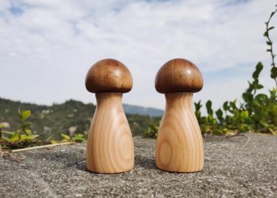 China Mushroom Design Salt Pepper Grinder KRG-033 Ceramic Core Acacia Wood Jar 11.5x5.2cm for sale