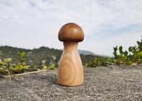 China Mushroom Design Salt Pepper Grinder KRG-033 Ceramic Core Acacia Wood Jar 11.5x5.2cm for sale