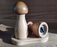 China Mashroom Shape Acacia Wood Salt and Pepper Grinder Set - 2-Piece Manual Adjustable Coarseness with Ceramic Core for sale