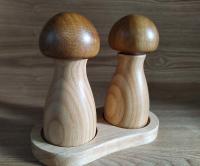 China Mashroom Shape Acacia Wood Salt and Pepper Grinder Set - 2-Piece Manual Adjustable Coarseness with Ceramic Core for sale