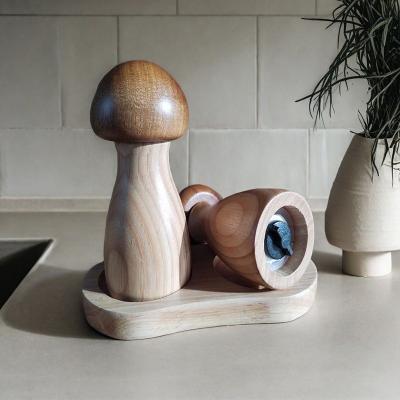 China Mashroom Shape Acacia Wood Salt and Pepper Grinder Set - 2-Piece Manual Adjustable Coarseness with Ceramic Core for sale