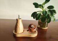 China Acacia Wood Salt and Pepper Grinder Set with Adjustable Ceramic Core - 2 Piece Kitchen Mill with Wooden Tray for sale