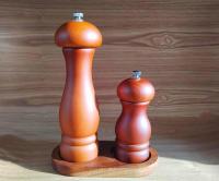 China Professional Adjustable Roman Columns Salt and Pepper Grinder Set - 21.5cm & 14cm Wooden Mills with Ceramic Core for sale