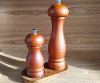 China Professional Adjustable Roman Columns Salt and Pepper Grinder Set - 21.5cm & 14cm Wooden Mills with Ceramic Core for sale