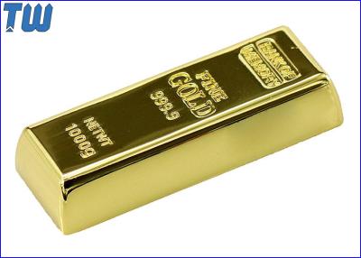 China Shinning Golden Brick 16GB USB Stick Slip Button Laser Logo Engraved for sale