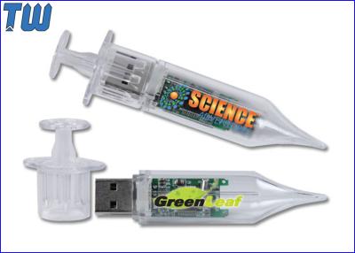China Transparent Syringe Storage 1GB USB Disk Drive Free Logo Printing for sale