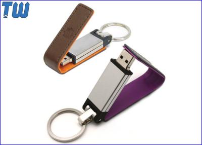 China Leather cover 32GB Pen Drives USB Disk Long Stick Logo Printed for sale