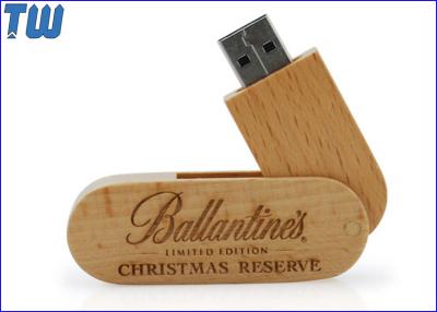 China Rotating Wooded Bamboo Material 16GB USB Pendrive 3D Laser Logo for sale