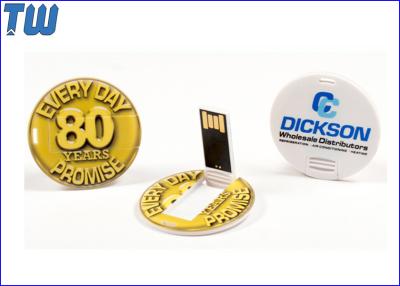 China Mini Round Slim Card Medal 2GB Thumb Drives 3D UV Digital Printing for sale