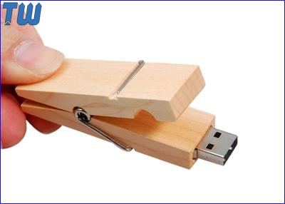 China Wooden Clothes Clip Durable Waterproof 2GB Thumbdrives Flash Disk for sale