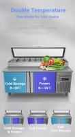 China Commercial Stainless Steel Double Temperature Pizza Preparation Table with Adjustable Shelves for sale