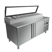 China Commercial Stainless Steel 201 Salad Bar and Pizza Refrigerator with Adjustable Thermostat and Frost Free Defrosting for sale