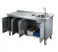 China NSF Certified Sanitary Sink Unit with Sliding Door and Hidden Trash Compartment for Commercial Kitchens for sale
