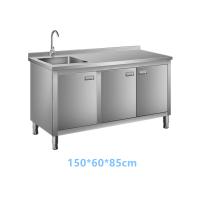 China NSF Certified Sanitary Sink Unit with Sliding Door and Hidden Trash Compartment for Commercial Kitchens for sale