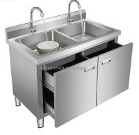 China Factory Direct Stainless Steel Double Bowl Sink with Corrosion Resistance, Adjustable Height Legs, and Heavy-Duty Capacity for sale