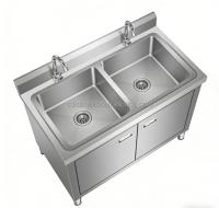 China Factory Direct Stainless Steel Double Bowl Sink with Corrosion Resistance, Adjustable Height Legs, and Heavy-Duty Capacity for sale
