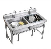 China Corrosion Resistant Stainless Steel Double Kitchen Sink with Adjustable Height Legs and Heavy-Duty Capacity for sale