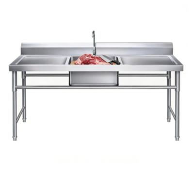 China Heavy-Duty Capacity Stainless Steel Sink with Adjustable Height Legs and Corrosion Resistance for Commercial Kitchen for sale
