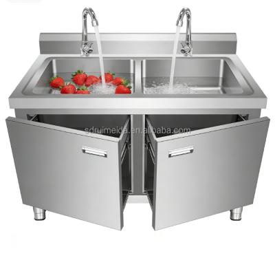 China Easy-Assemble Stainless Steel Double Bowl Sink with Corrosion Resistance and Adjustable Height Legs for Heavy-Duty Capacity for sale