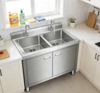 China Easy-Assemble Stainless Steel Double Bowl Sink with Corrosion Resistance and Heavy-Duty Capacity for Commercial Kitchens for sale
