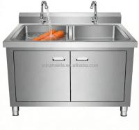 China Stainless Steel Sink with Storage Cabinet Featuring 300 kg/㎡ Load Capacity, Adjustable Height Legs, and Corrosion Resistance for sale