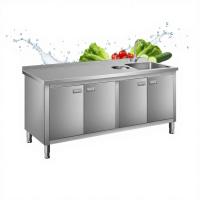 China Thick Stainless Steel Anti-rust Commercial Kitchen Sink with Adjustable Height Legs and Storage Cabinet for sale
