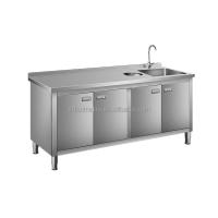 China Thick Stainless Steel Anti-rust Commercial Kitchen Sink with Adjustable Height Legs and Storage Cabinet for sale