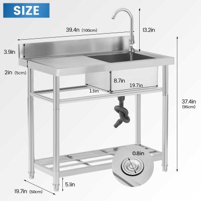 China Stainless Steel 201/304 Commercial Kitchen Sink with Easy to Clean Surface and Strong Wear Resistance for Restaurants for sale
