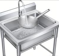 China 304 Stainless Steel Commercial Kitchen Sink with Adjustable Height Legs and 500 kg/㎡ Load Capacity for sale