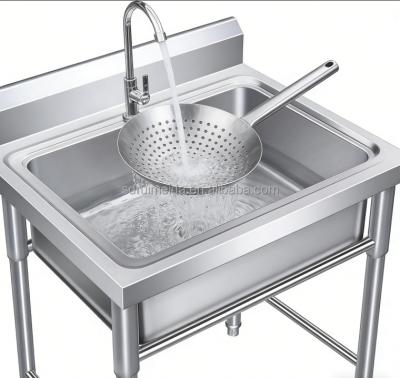 China 304 Stainless Steel Commercial Kitchen Sink with Adjustable Height Legs and 500 kg/㎡ Load Capacity for sale