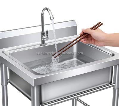 China Commercial Grade 304 Stainless Steel Sink with 500 kg/㎡ Load Capacity, Corrosion Resistance, and Adjustable Height Legs for Restaurant Kitchen for sale