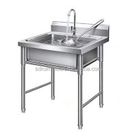 China Stable 304 Stainless Steel Commercial Kitchen Sink with Fire-Retardant Coating and 500 kg/㎡ Load Capacity for sale
