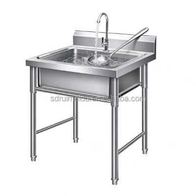 China Stable 304 Stainless Steel Commercial Kitchen Sink with Fire-Retardant Coating and 500 kg/㎡ Load Capacity for sale