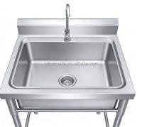 China Stable 304 Stainless Steel Commercial Kitchen Sink with Fire-Retardant Coating and 500 kg/㎡ Load Capacity for sale