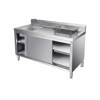China Corrosion Resistant Stainless Steel Sink Cabinet with Adjustable Height Legs and Heavy-Duty Capacity for Commercial Kitchens for sale